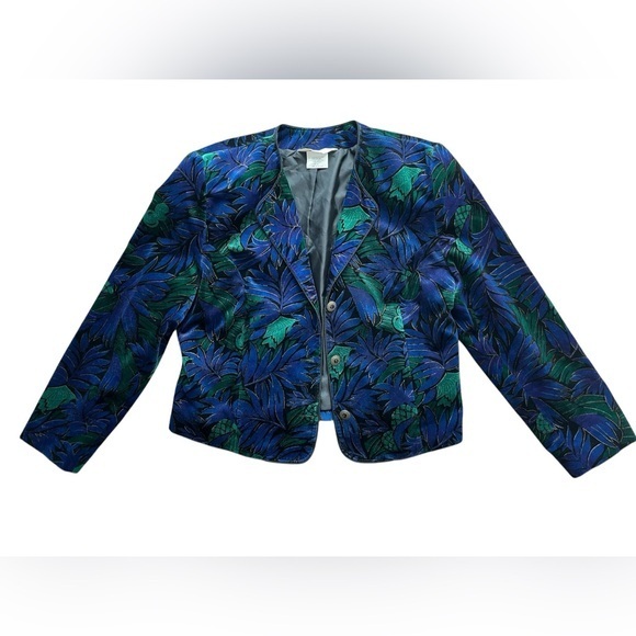TanJay | Jackets & Coats | Vintage 8s Tan Jay Velour Velvet Blue Green ...